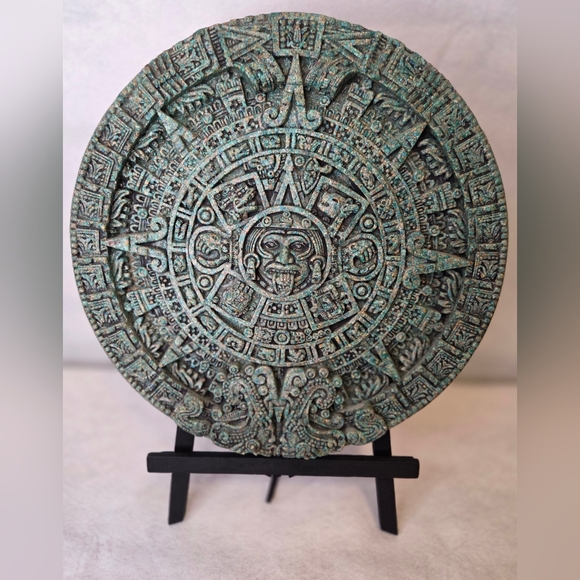 Art | Vintage 196s Aztec Inca Calendar Faux Stone With Stand Mcm Decor ...